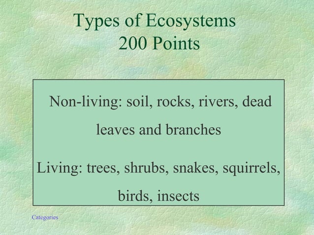 Ecosystems jeopardy game | PPT | Geography | Science