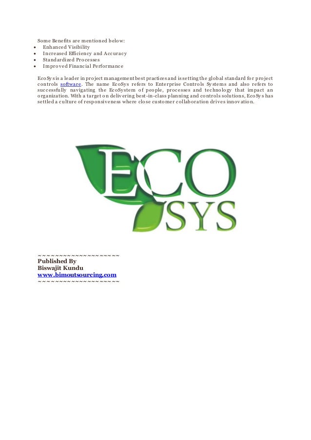 EcoSys Updated project controls software – Will coming shortly........