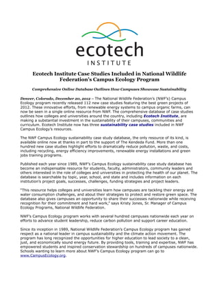 Ecotech Institute Case Studies Included in National Wildlife Federation ...