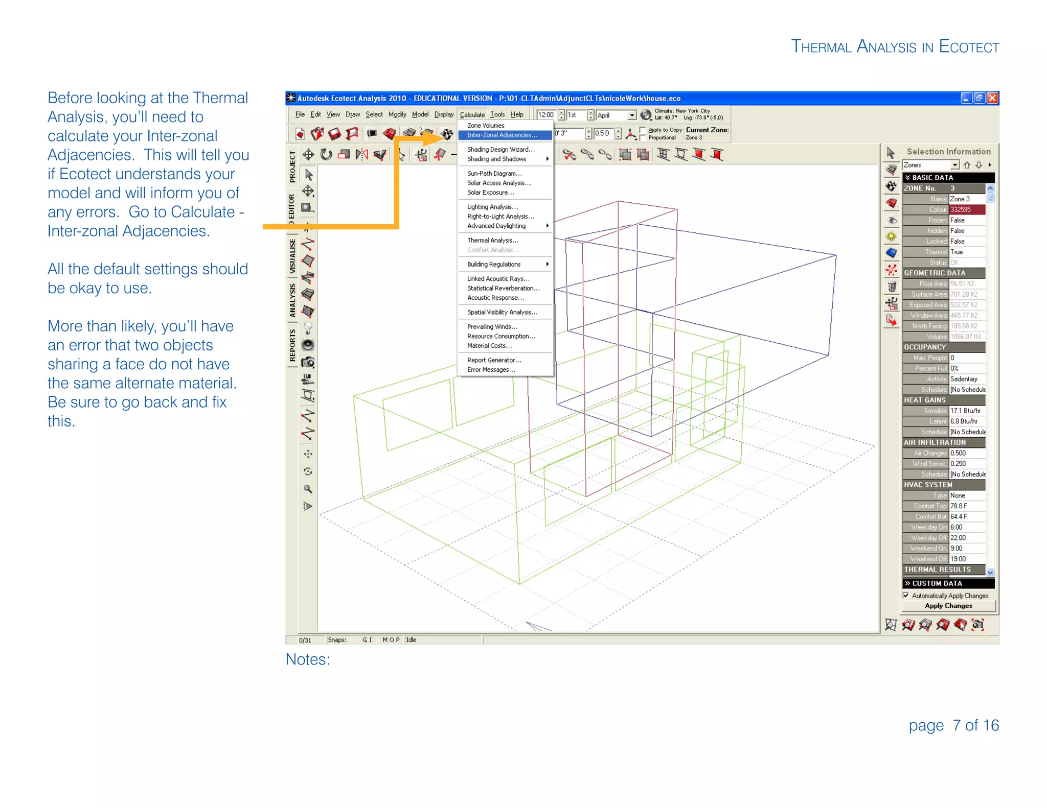 Thermal Analysis in Ecotect | PDF