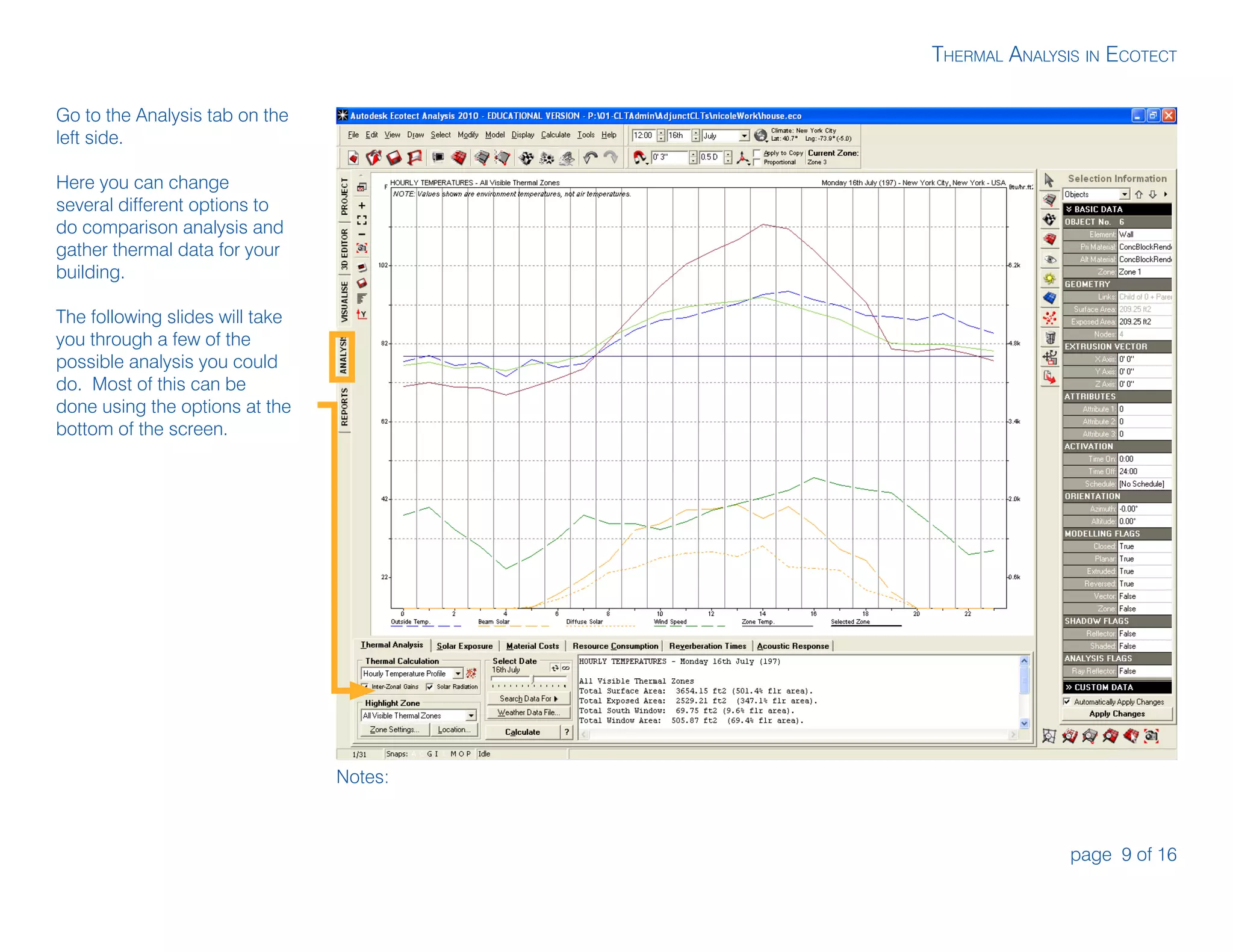 Thermal Analysis in Ecotect | PDF