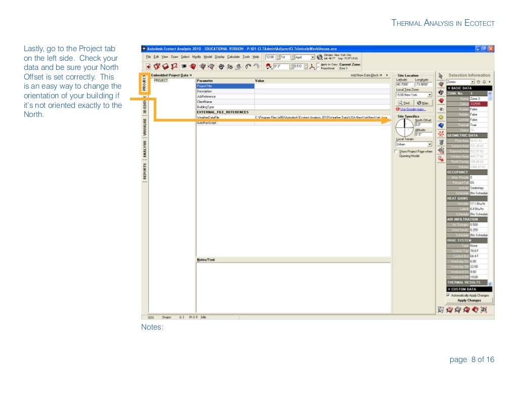 Thermal Analysis in Ecotect