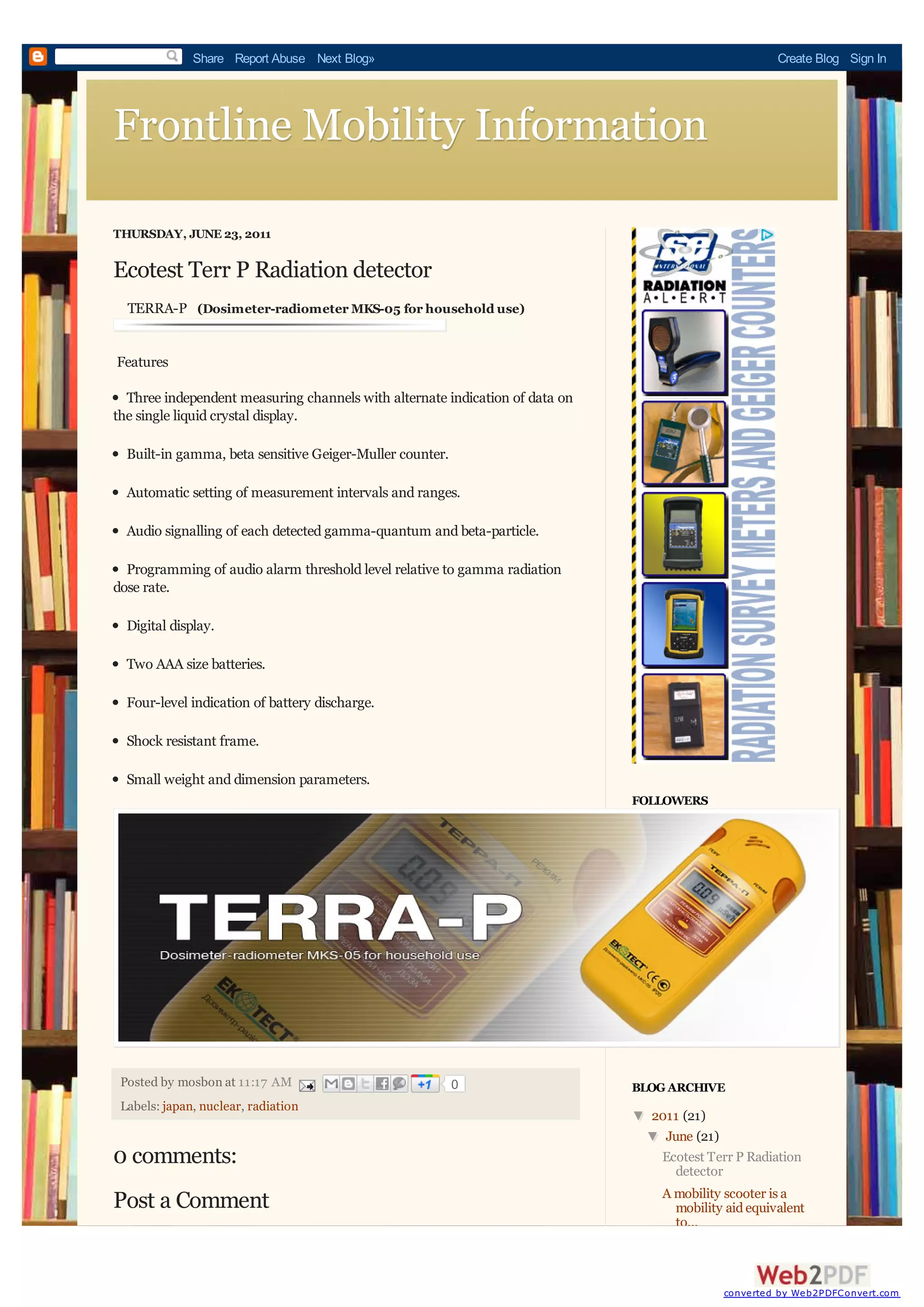 Ecotest terra radiation detector | PDF