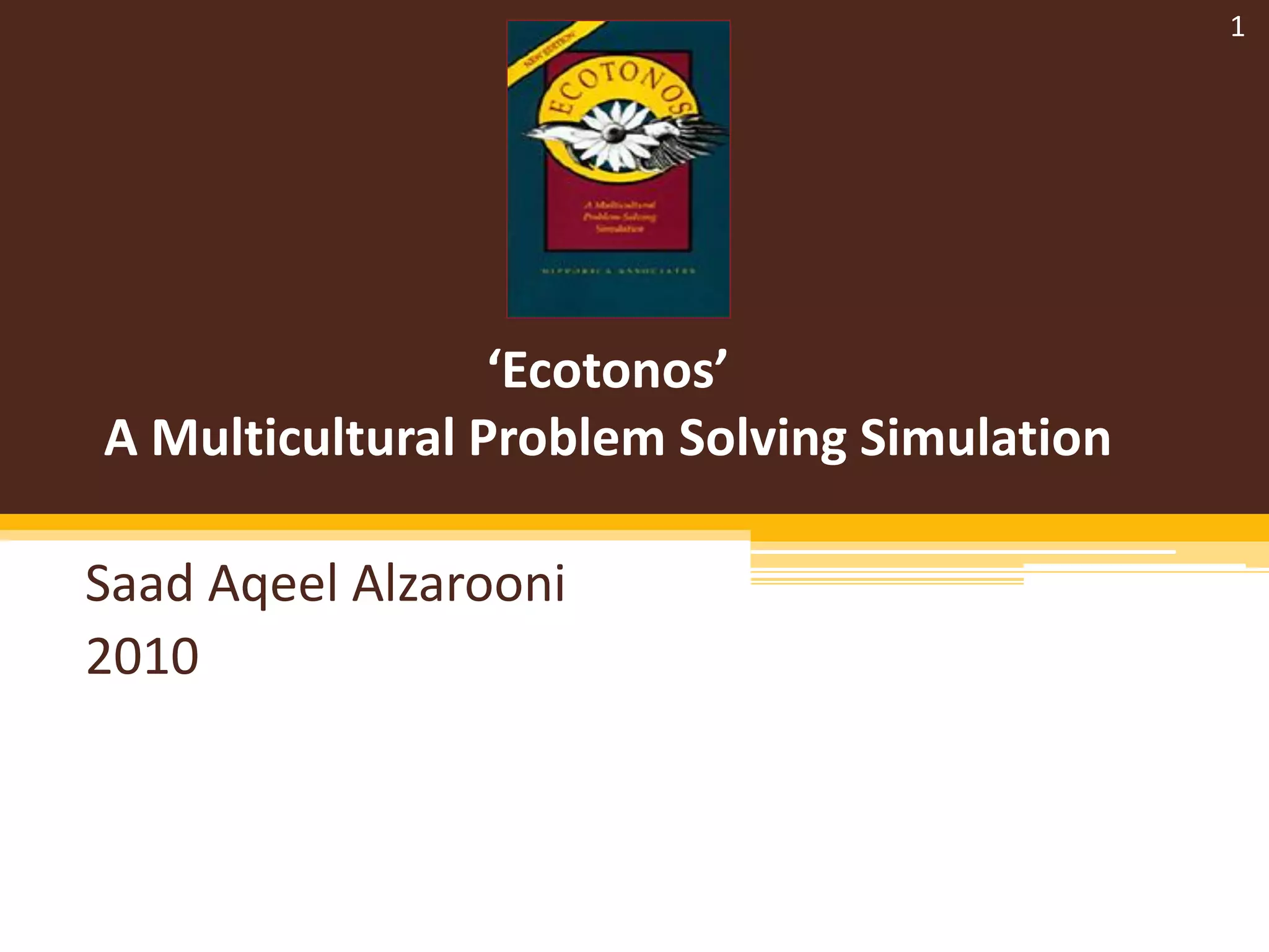 Ecotonos a multicultural problem solving simulation | PDF
