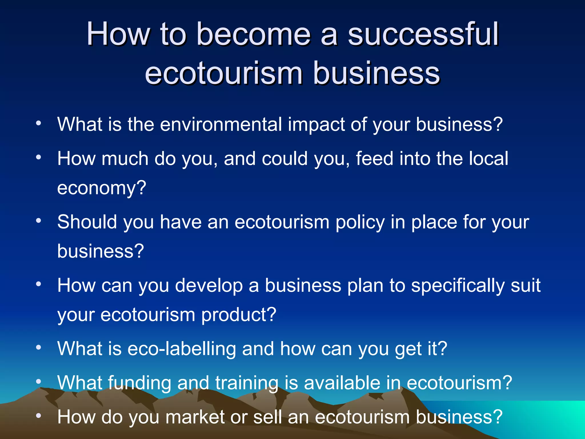 EcoTourism as a Business | PPT