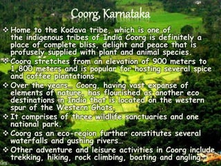 Eco tourism in india | PPTX | Asia Travel | Travel Locations