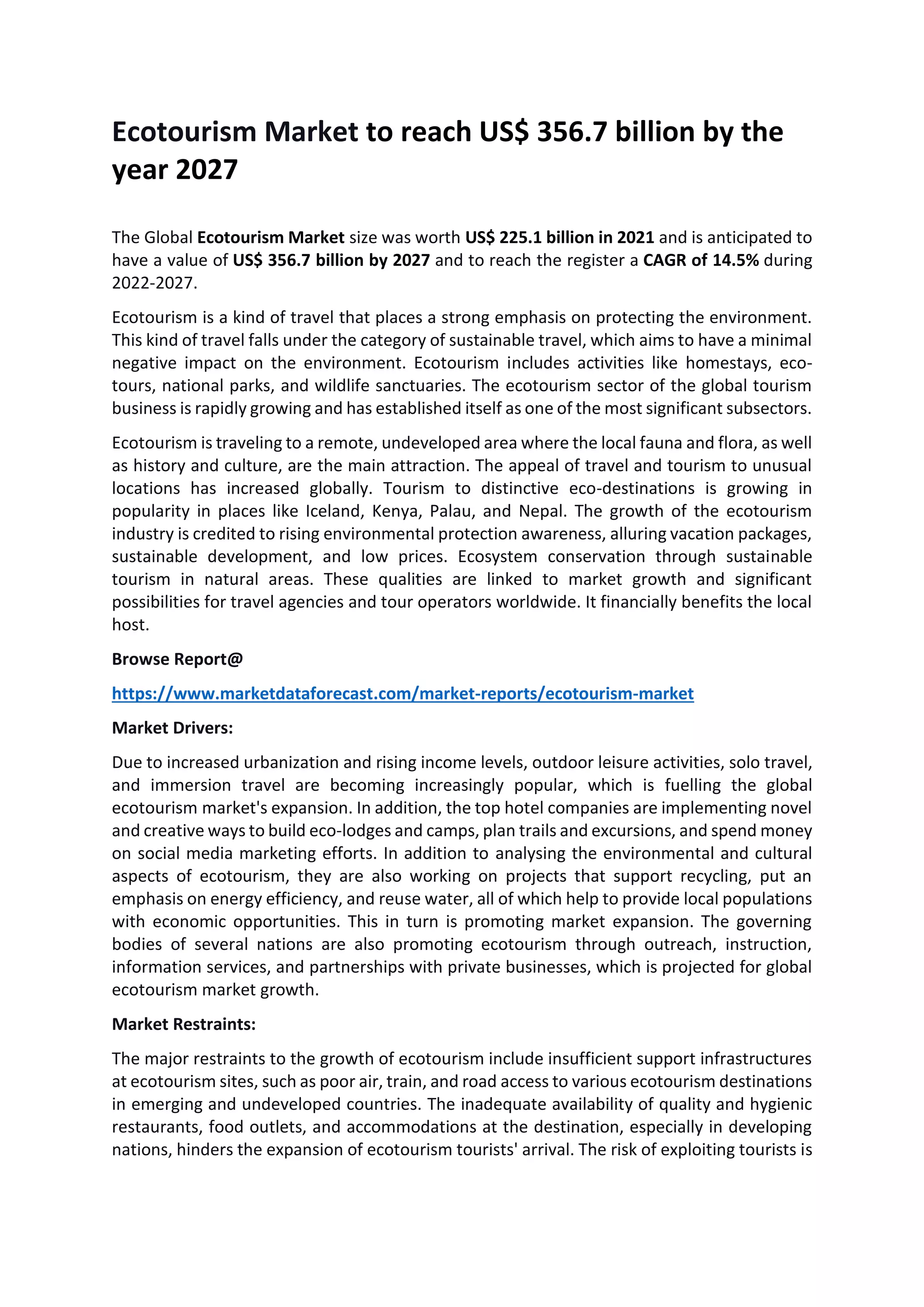 Ecotourism Market | PDF