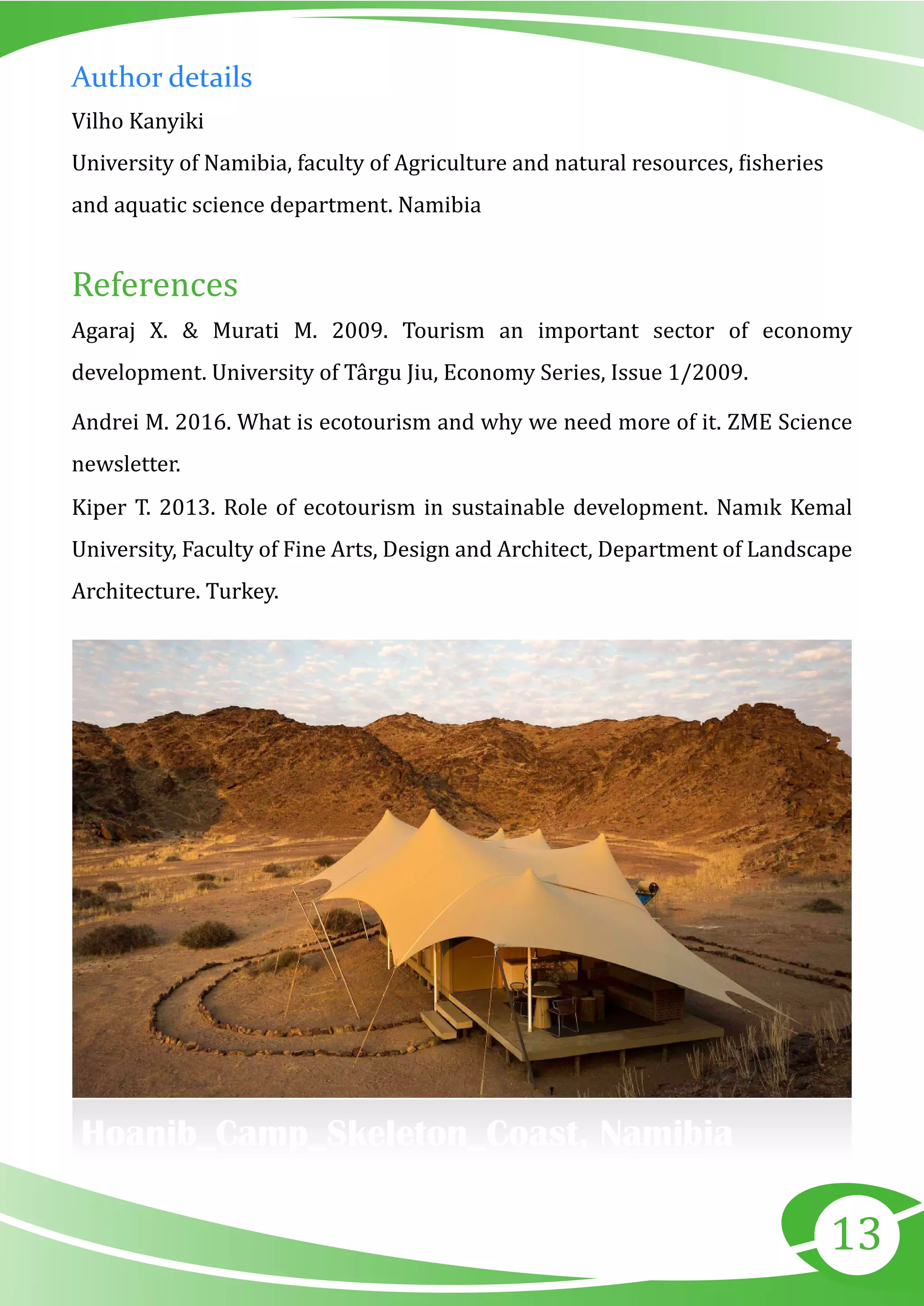 Ecotourism (Toward Namibia 2030) | PDF
