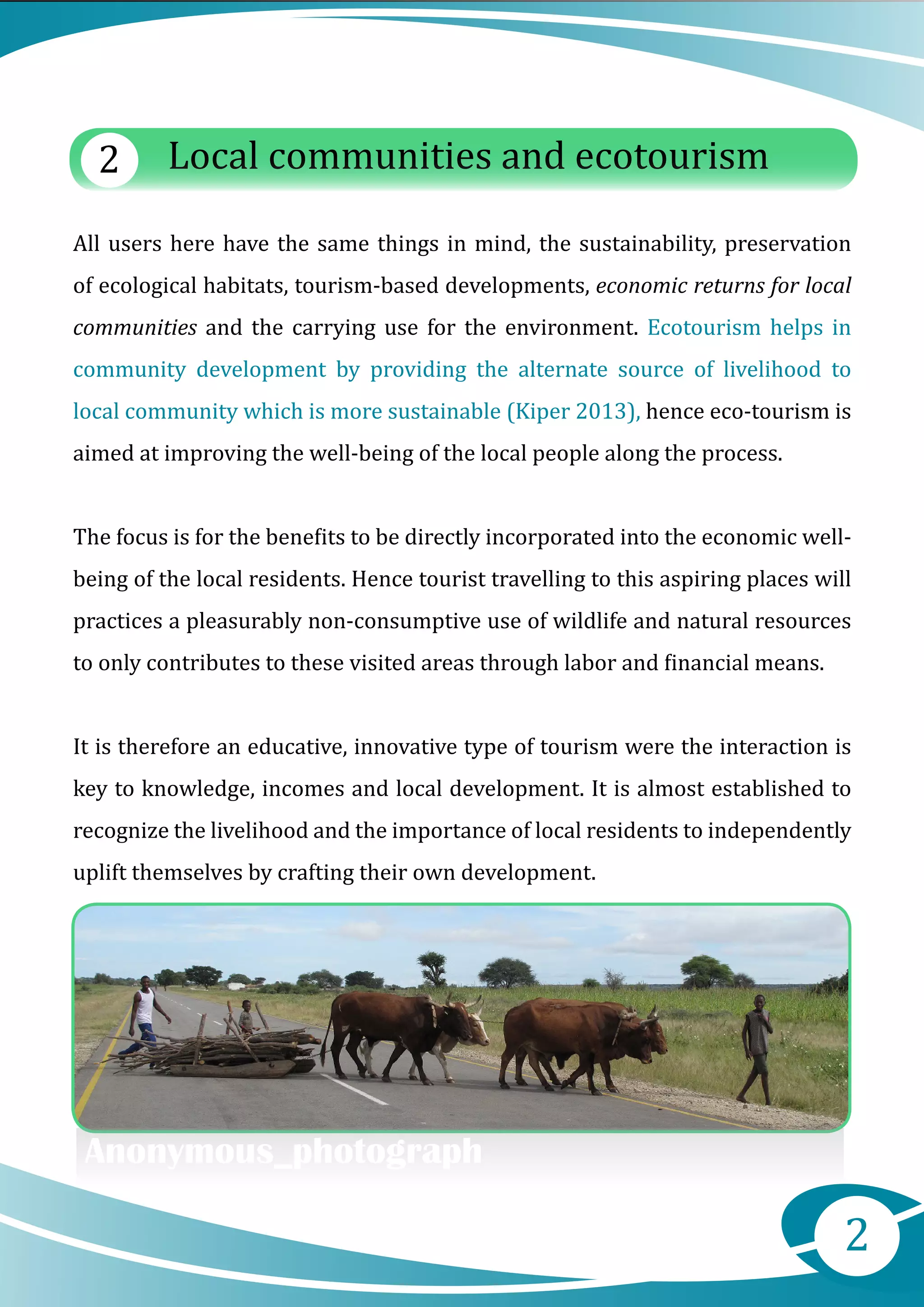 Ecotourism (Toward Namibia 2030) | PDF