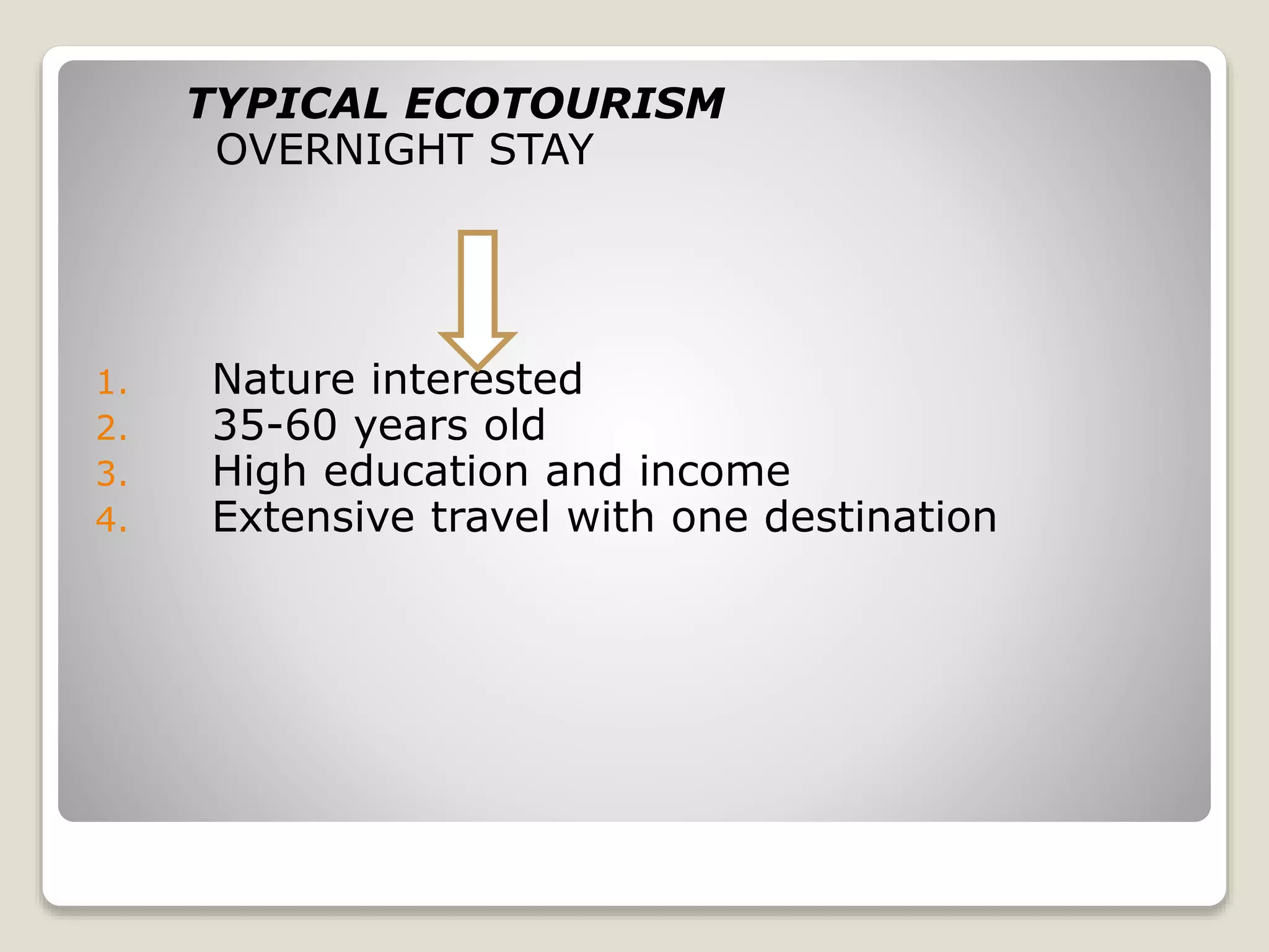 Ecotourism ppt vishnupriya | PPTX | Travel
