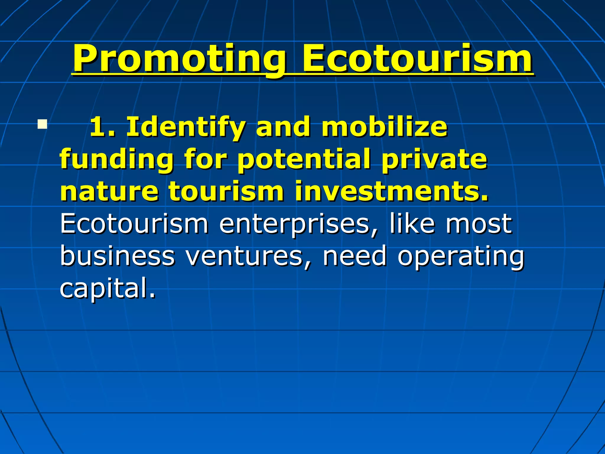 Ecotourism & sustainable tourism pp satish menon | PPT