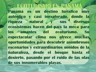 Ecoturismo en Panamá | PPT | Free Download