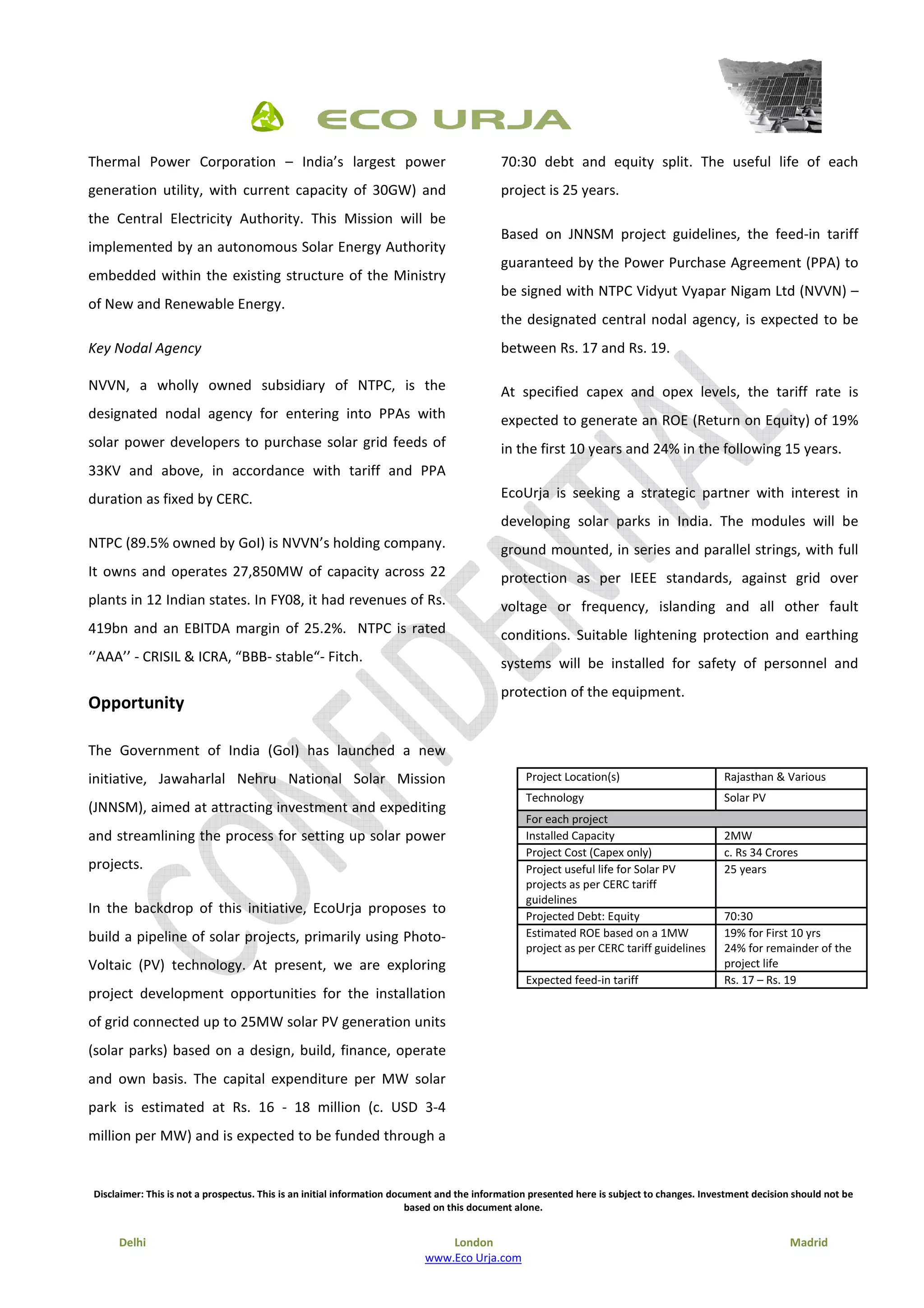Eco Urja Solar Solar Opportunity | PDF | Power and Energy Industry ...