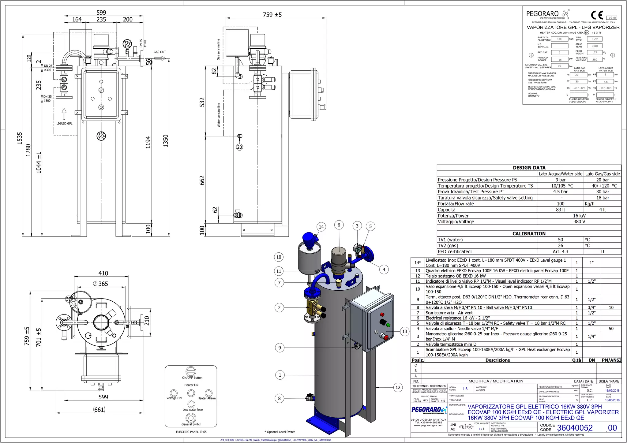 Ecovap 100 kg elettrico con quadro eexd - Ecovap 100 kg electric with ...