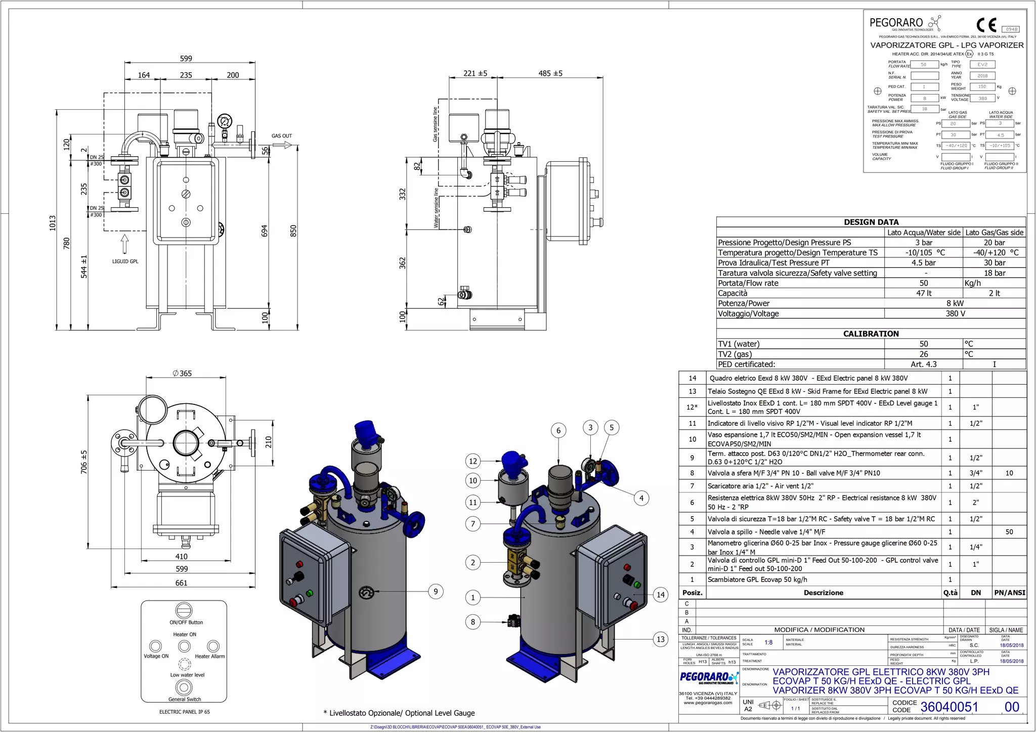 Ecovap 50 kg elettrico con quadro - Ecovap 50 kg eexd electric with ...