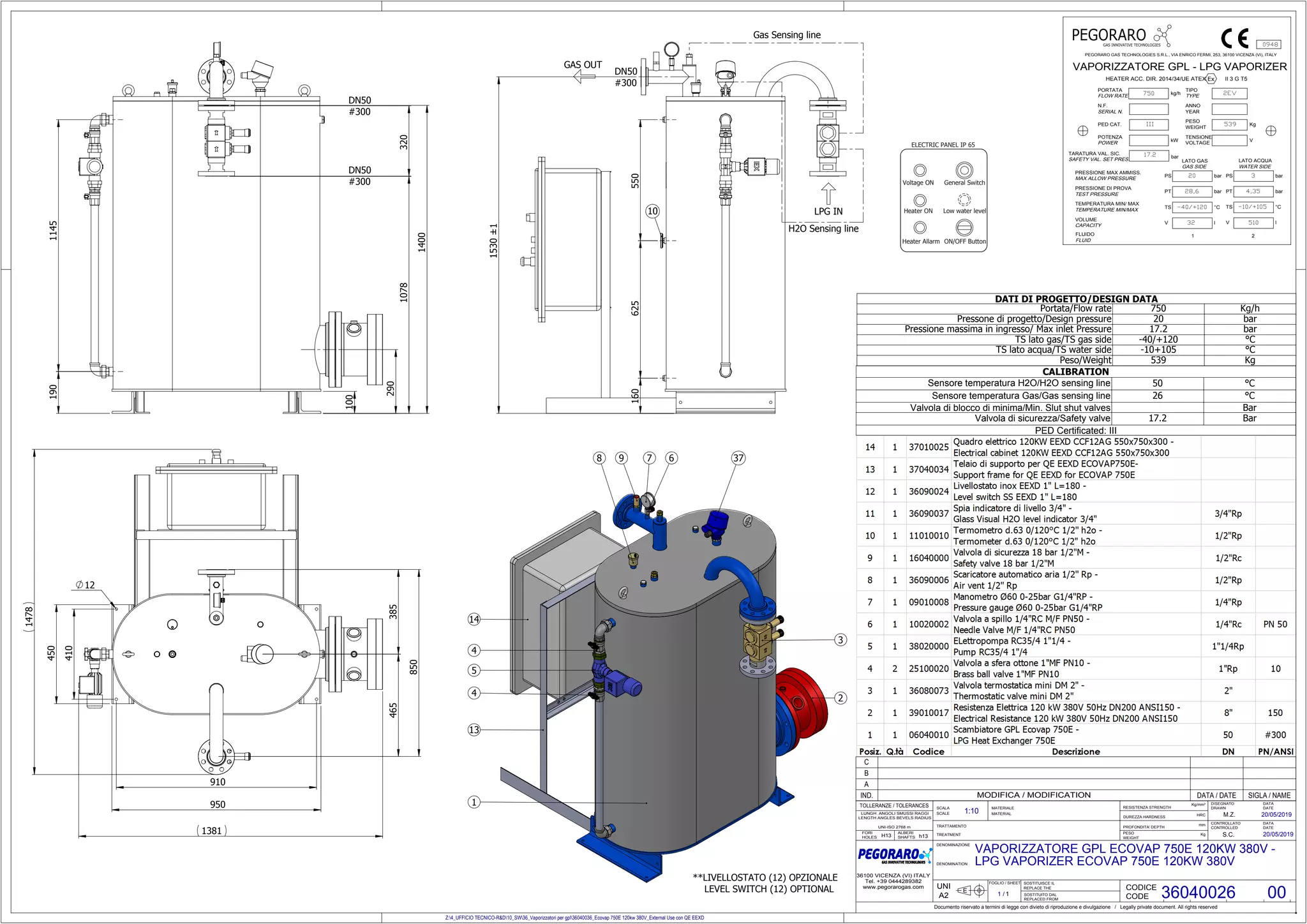Ecovap 750 kg elettrico con quadro eexd - Ecovap 750 kg electric with ...