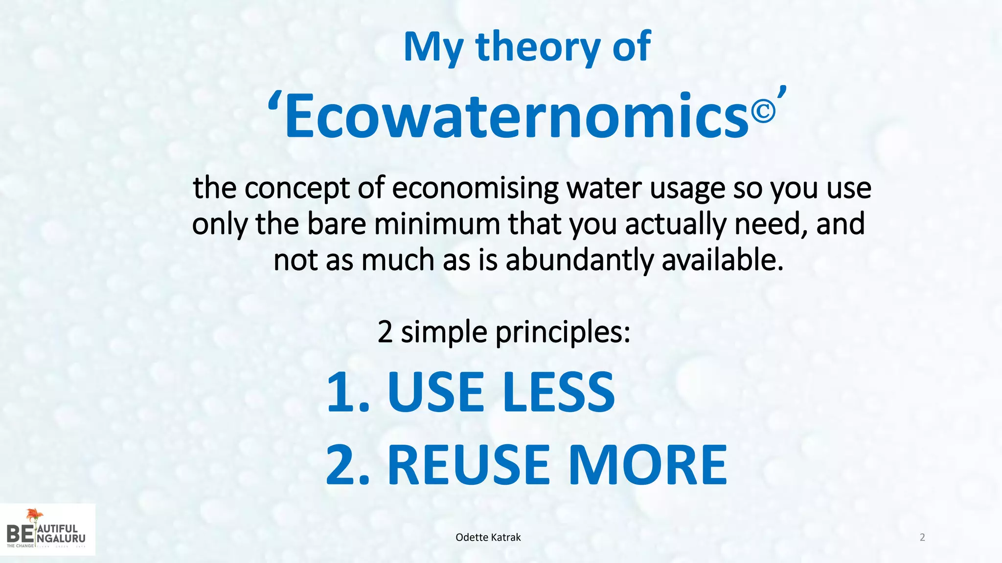 Ecowaternomics Framework - Odette Katrak | PDF