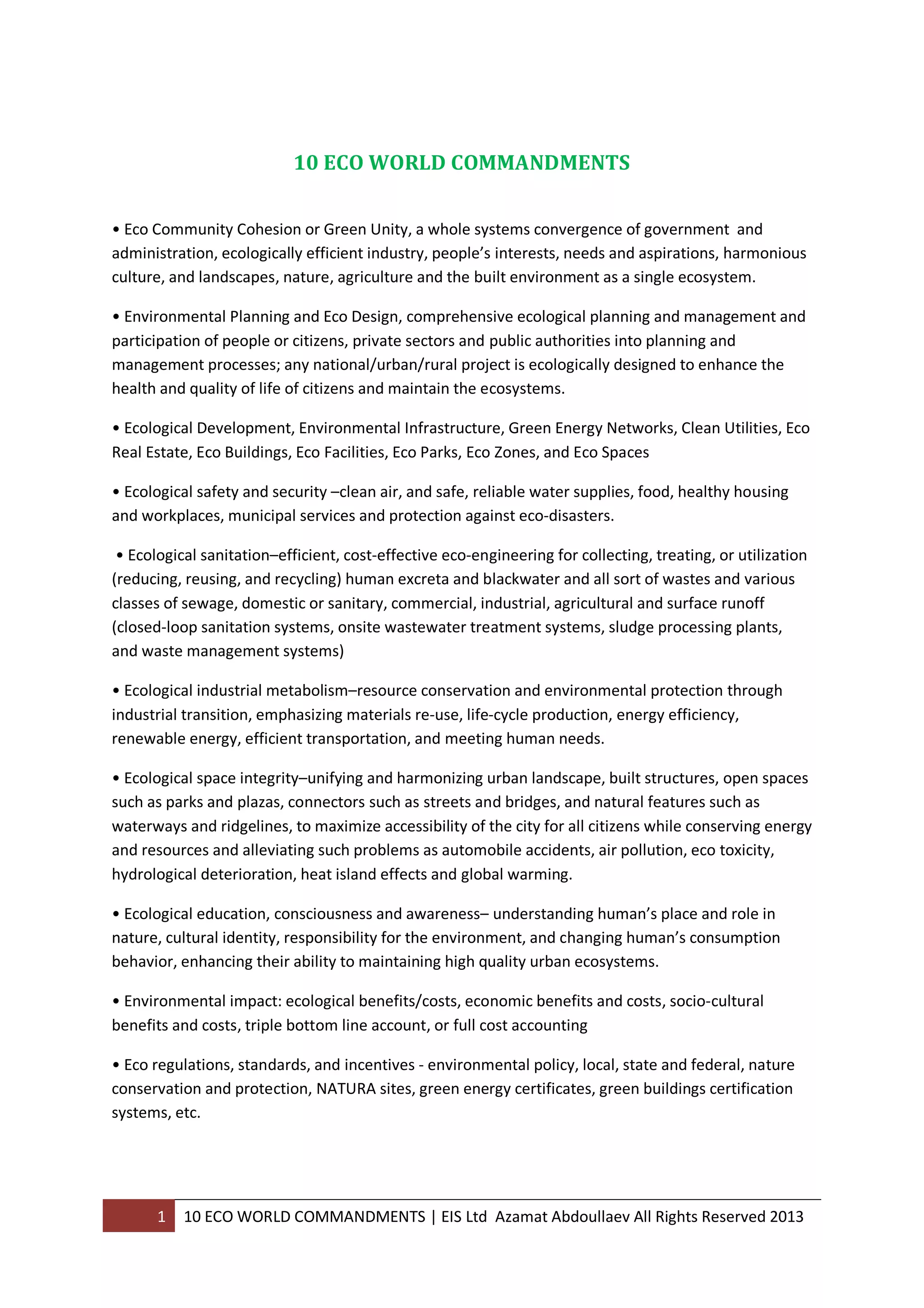 Eco World Commandments | PDF