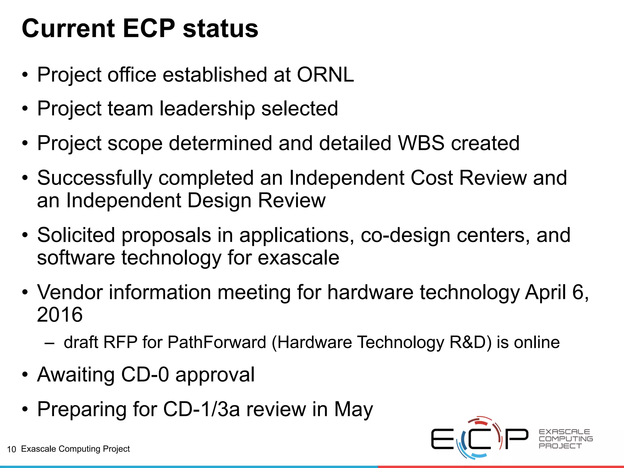 Exascale Computing Project (ECP) Update | PPT