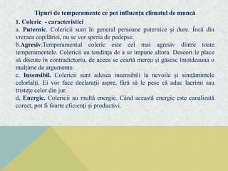 Climatul de munca. Tipuri de personalitate umana | PPT
