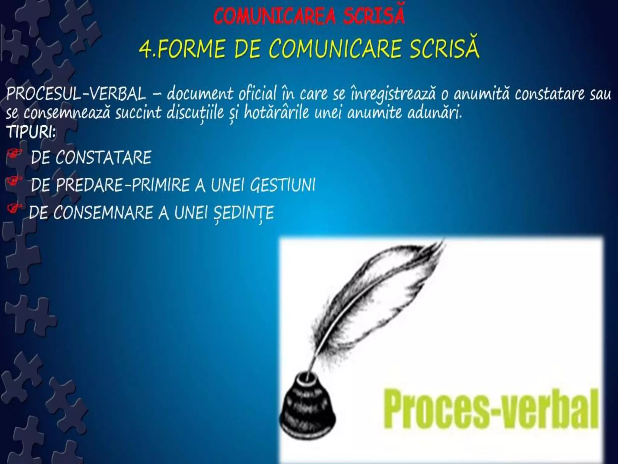 Forme de comunicare scrisa - Proces verbal | PPTX