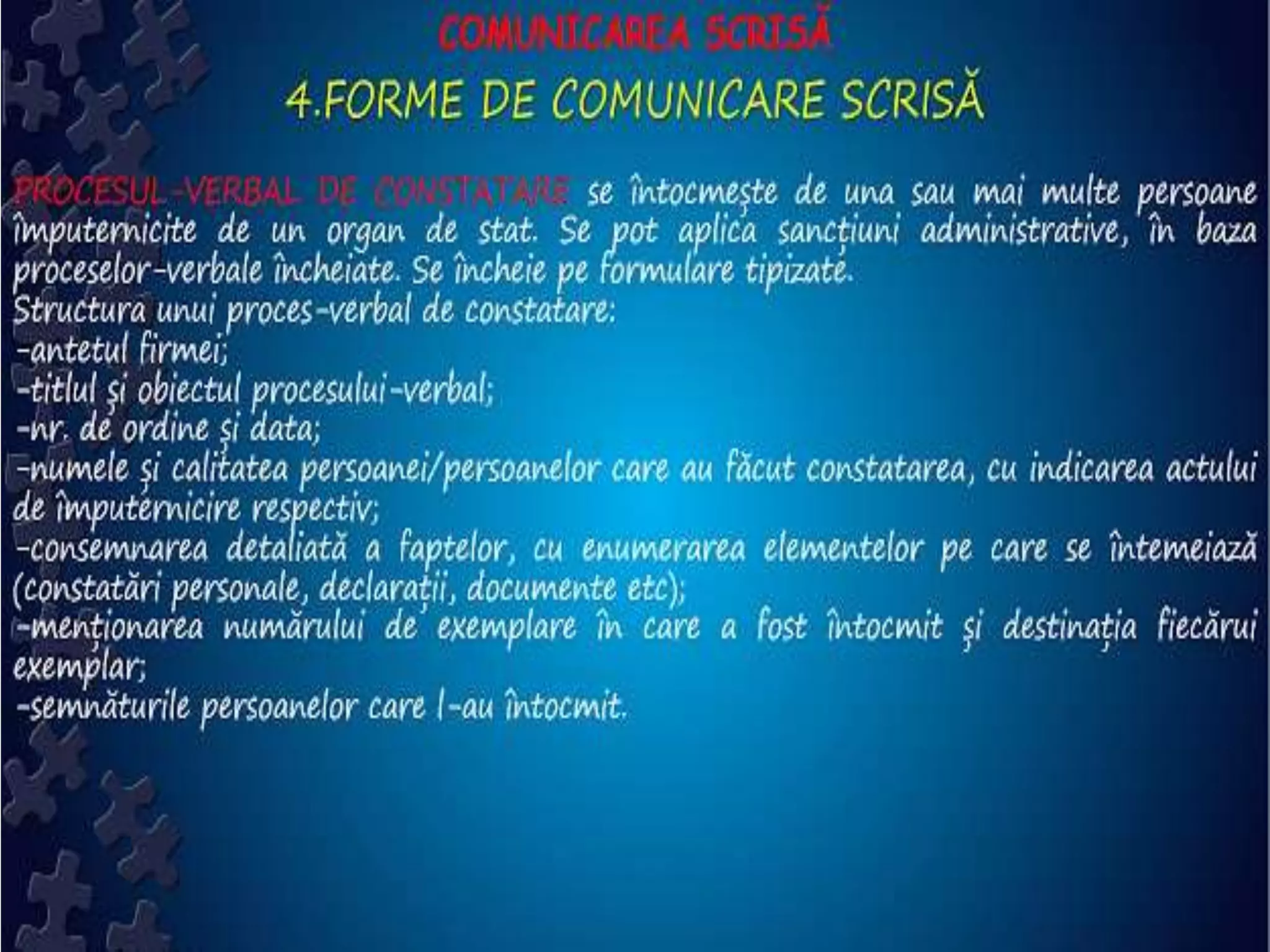 Forme de comunicare scrisa - Proces verbal | PPTX