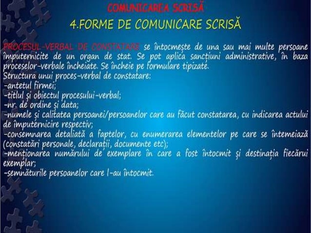 Forme de comunicare scrisa - Proces verbal | PPTX
