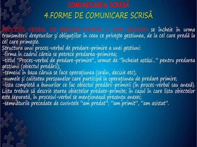 Forme de comunicare scrisa - Proces verbal | PPTX