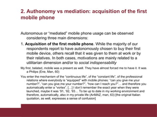Mobile communication and over 60 - ECREA conference presentation | PPT