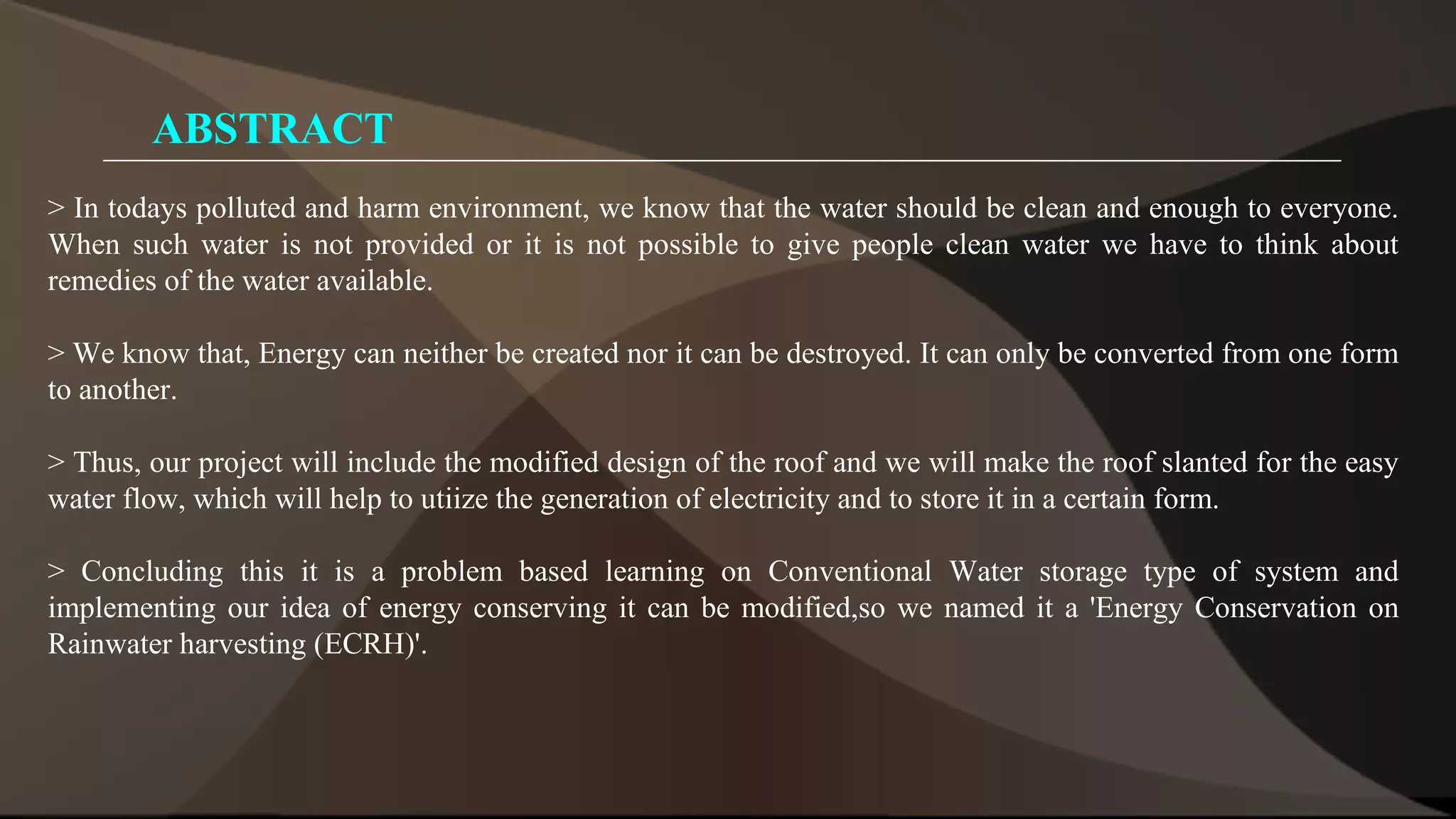 PBL on Energy Conservation with Rainwater Harvesting | PDF | Water ...