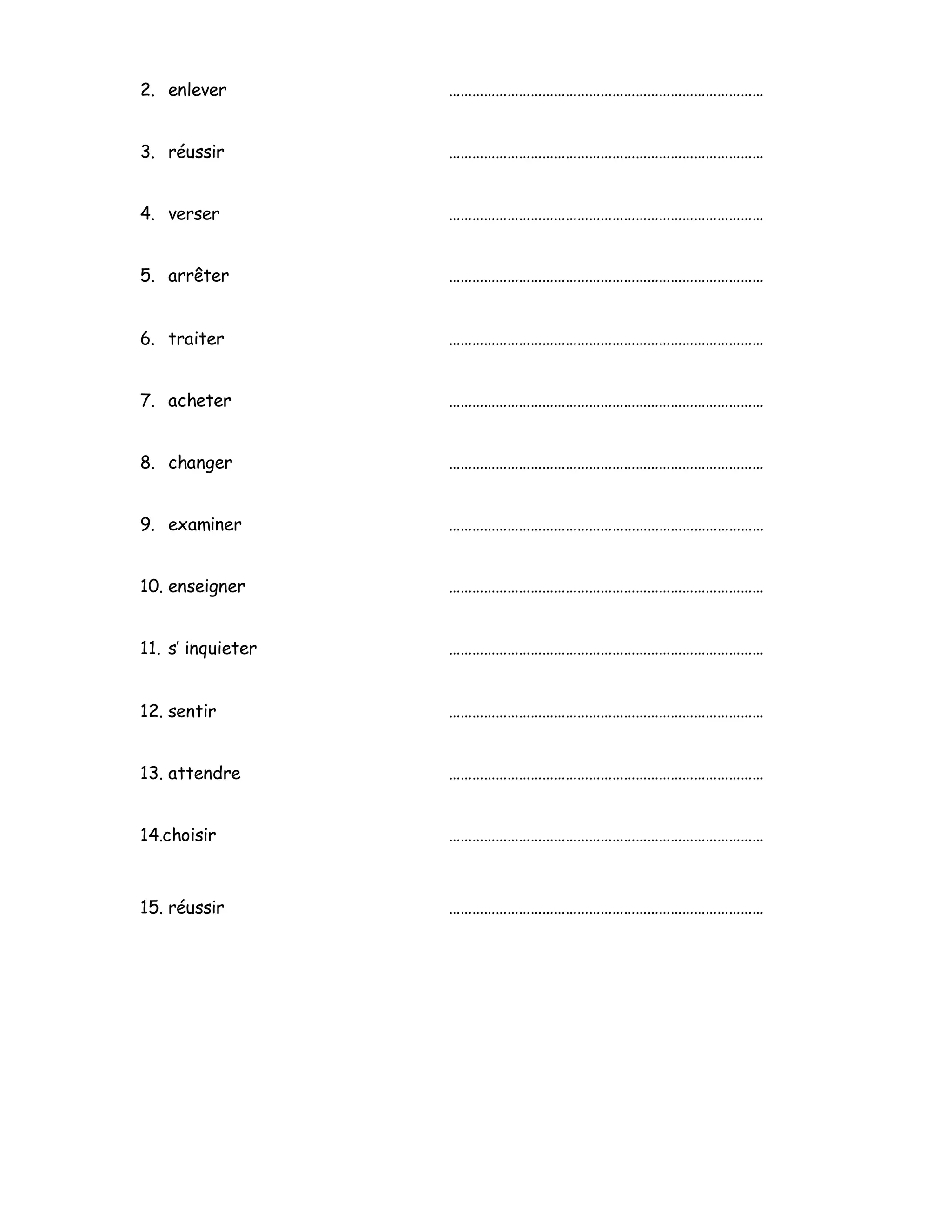 Ecrivez les significations des mots suivants | DOCX