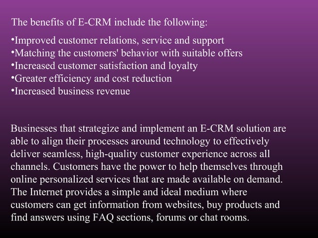 Electronic Customer Relationship Management (E-CRM) | PPT