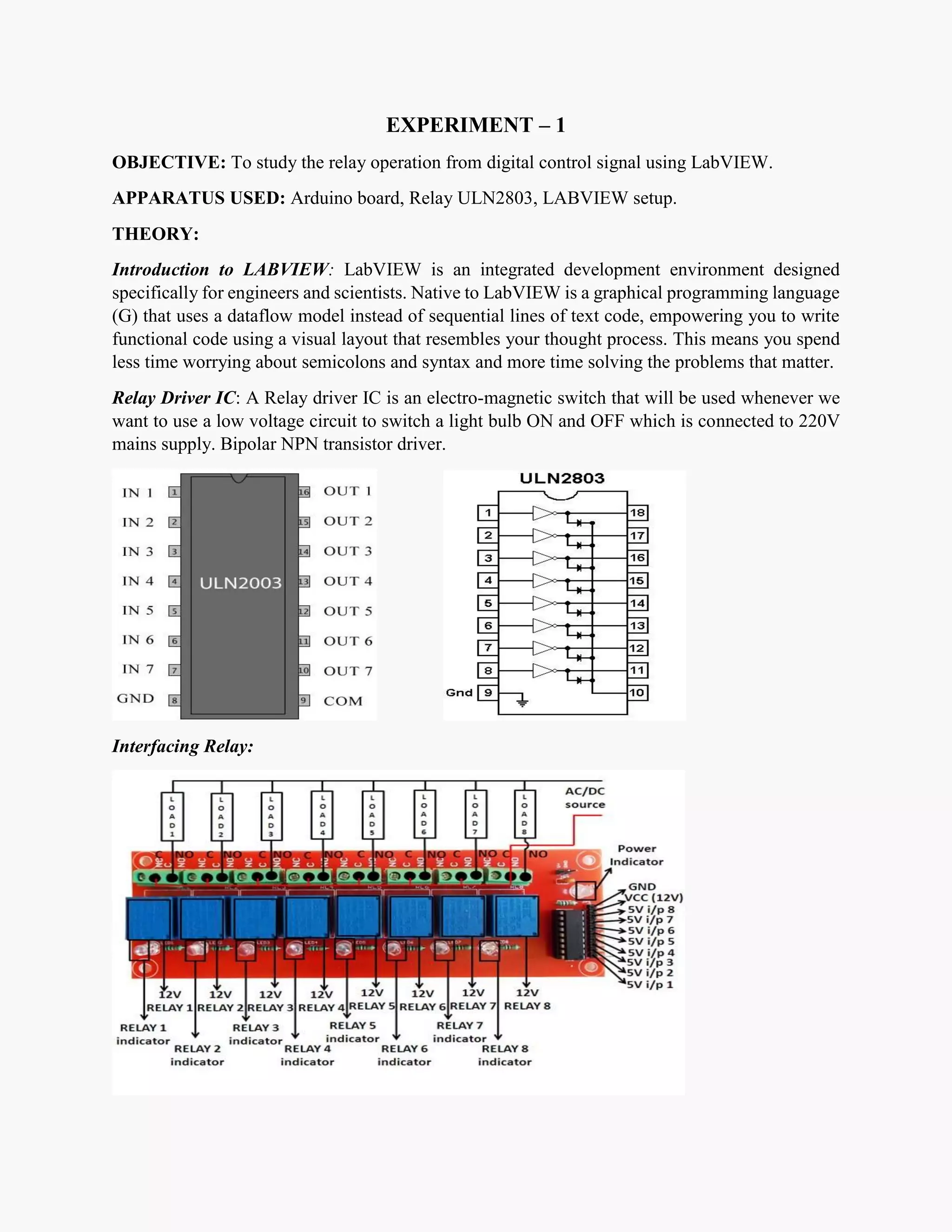 To study the relay operation from digital control signal using LabVIEW ...