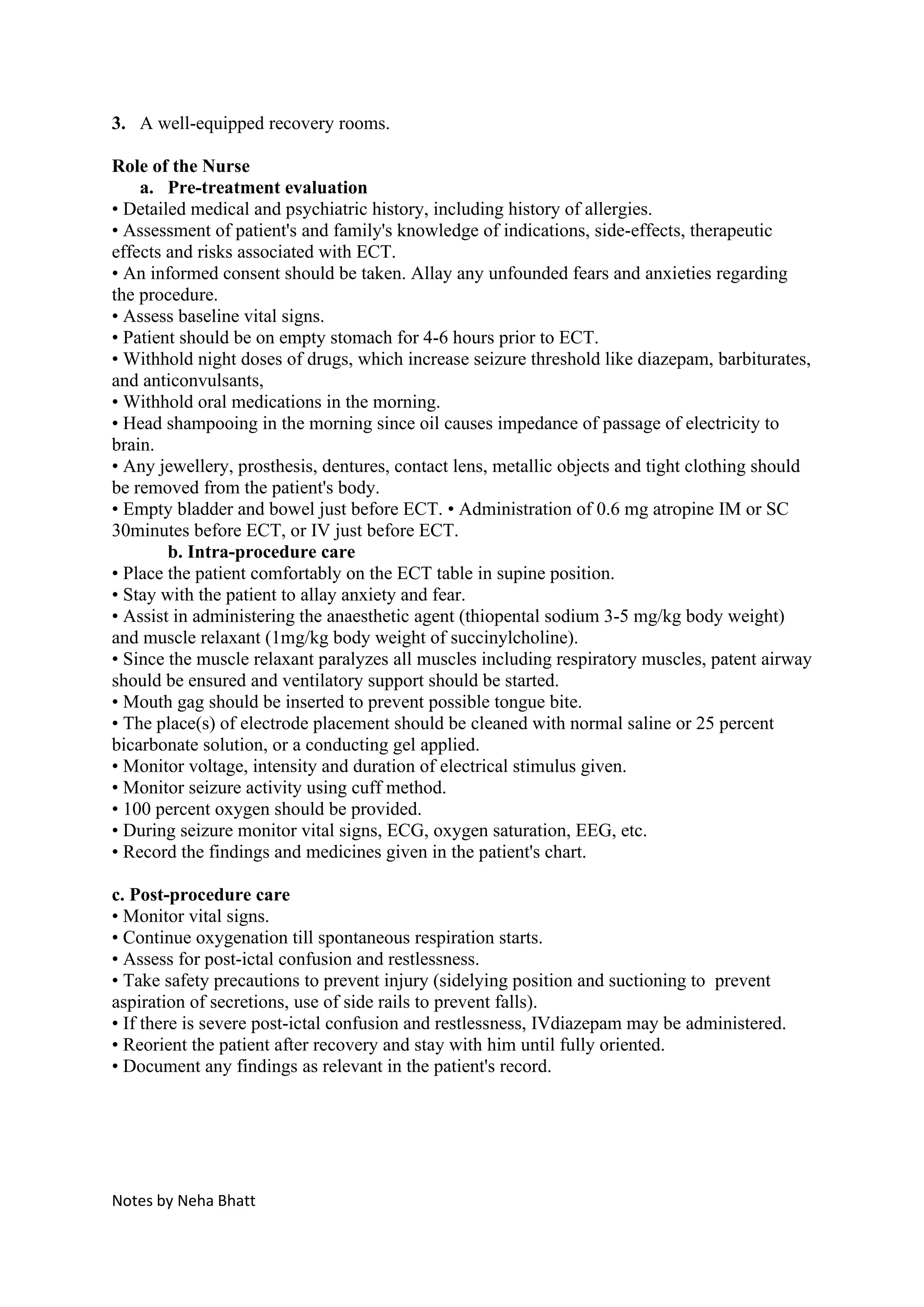 Electro Convulsive Therapy & Role of nurse | PDF