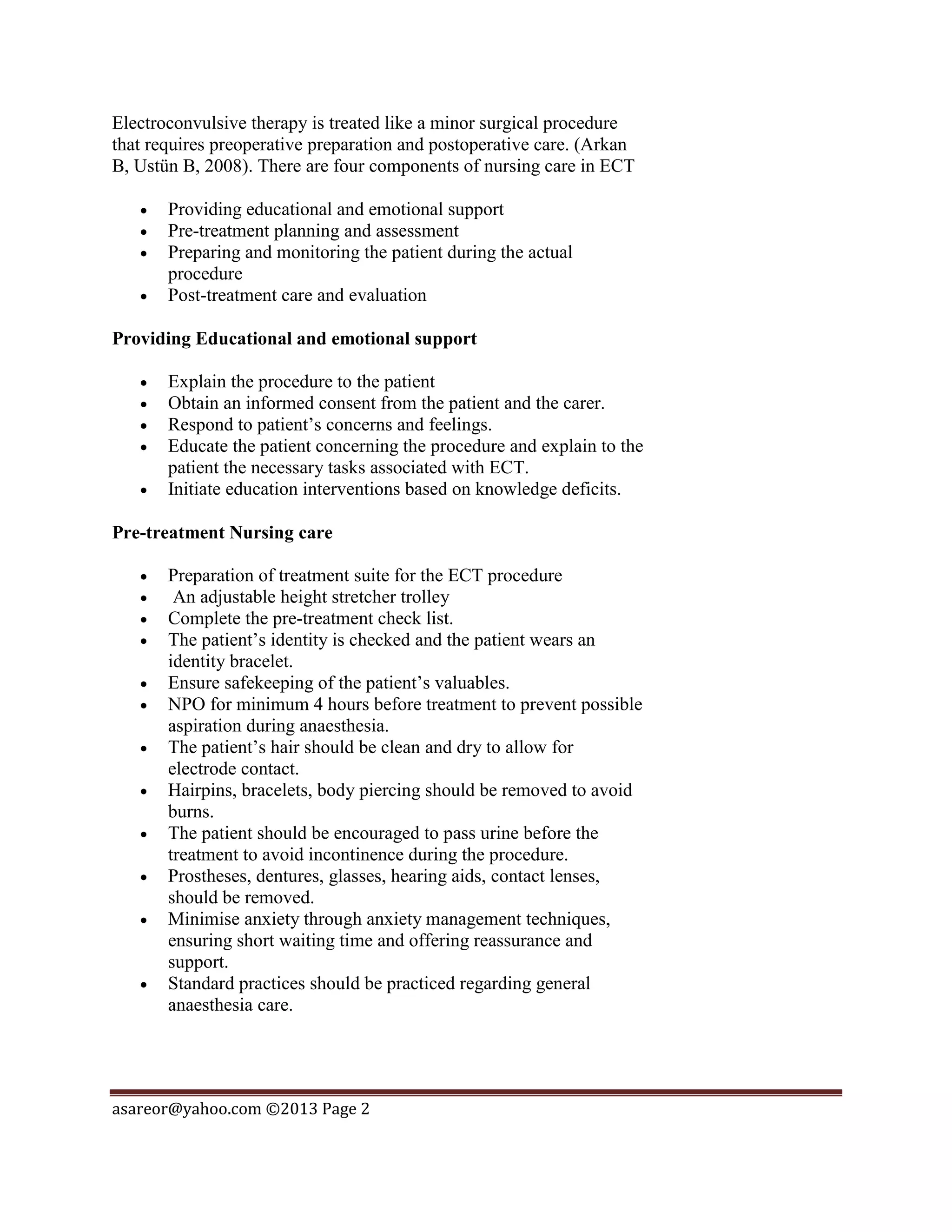 Ect nursing care | PDF