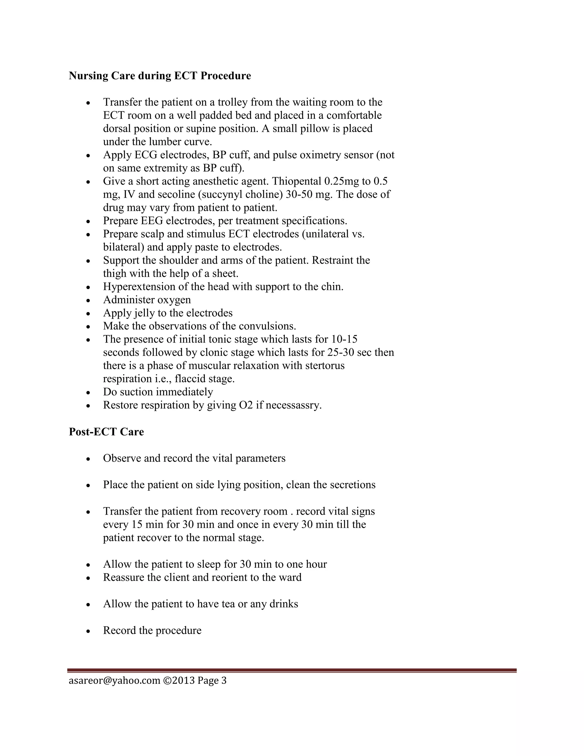 Ect nursing care | PDF