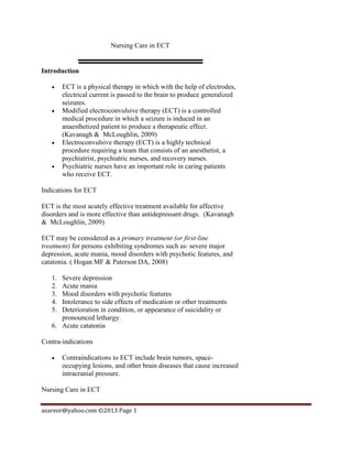 Ect nursing care | PDF