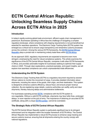 ECTN Central African Republic_ Unlocking Seamless Supply Chains Across ...