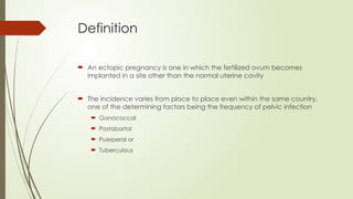 Ectopic Pregnancy overview with diagnosis and investigation. | PPTX