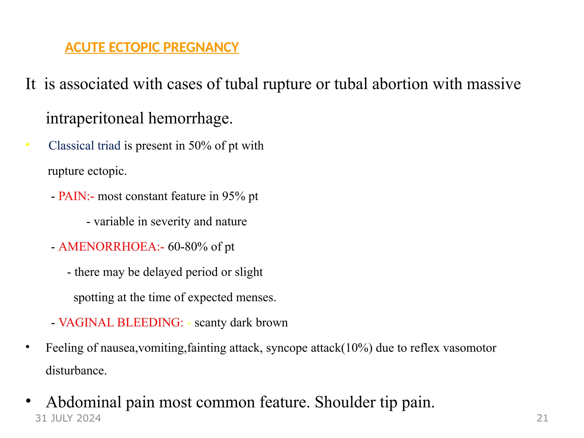ectopic pregnancy LECTURE FOR UNDERGRADUATE | PPTX