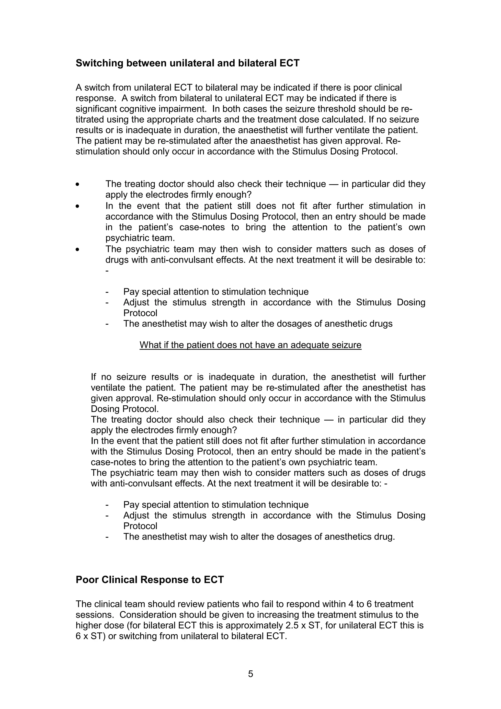 Ect stimulus dosing protocol | PDF