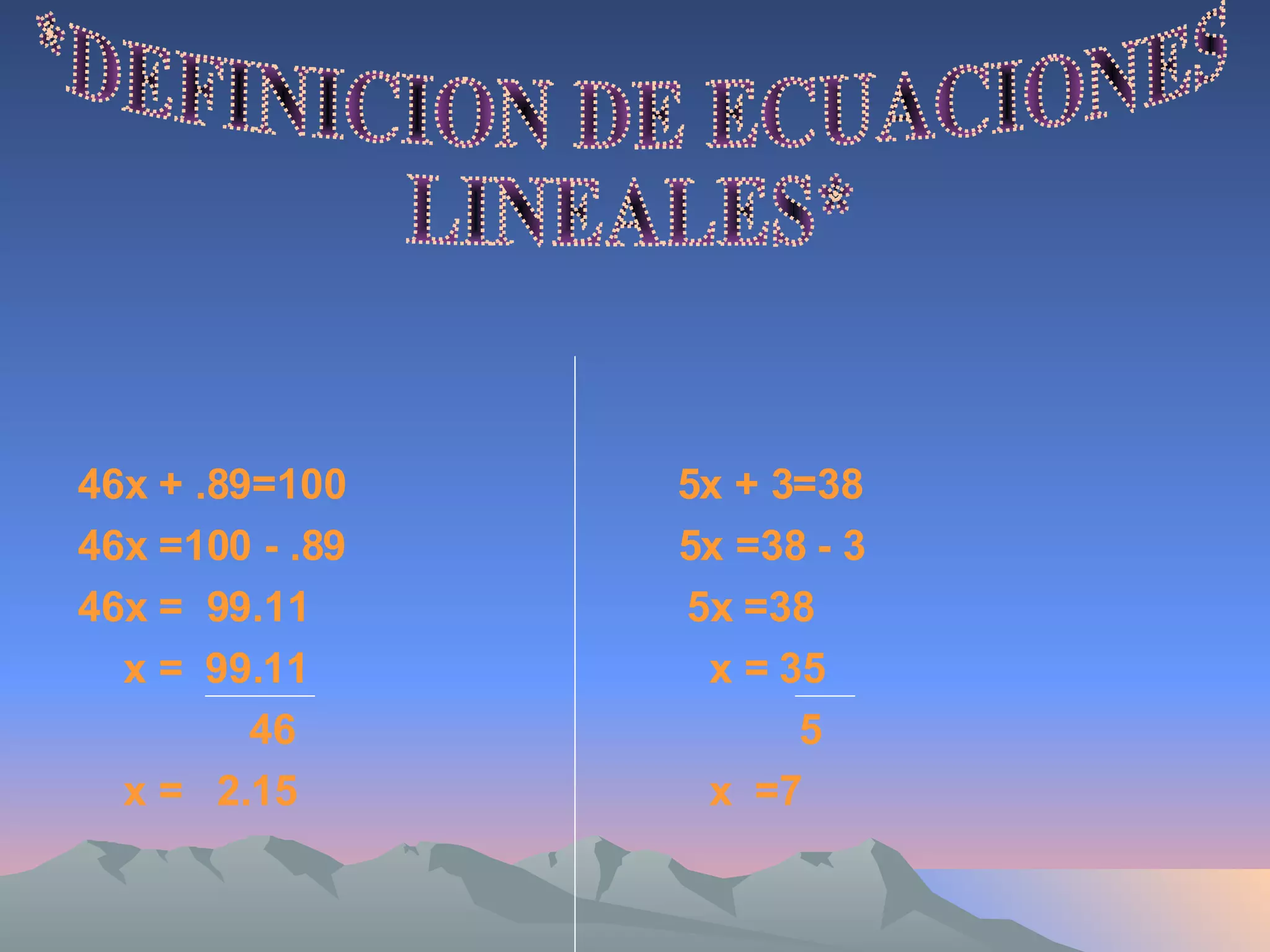 ECUACIONES LINEALES | PPT