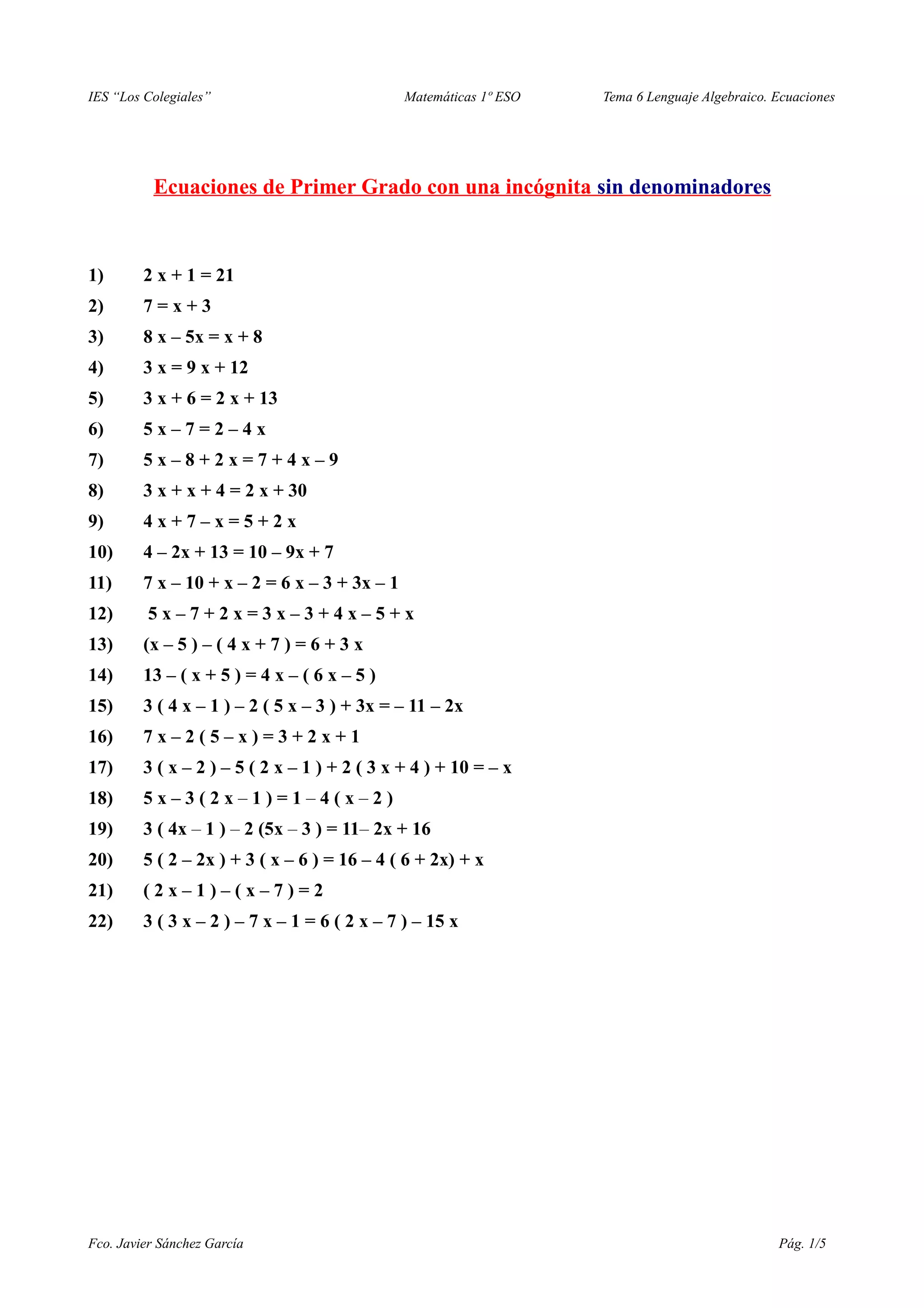 Ecuaciones sin-denominadores-1c2ba-eso | PDF