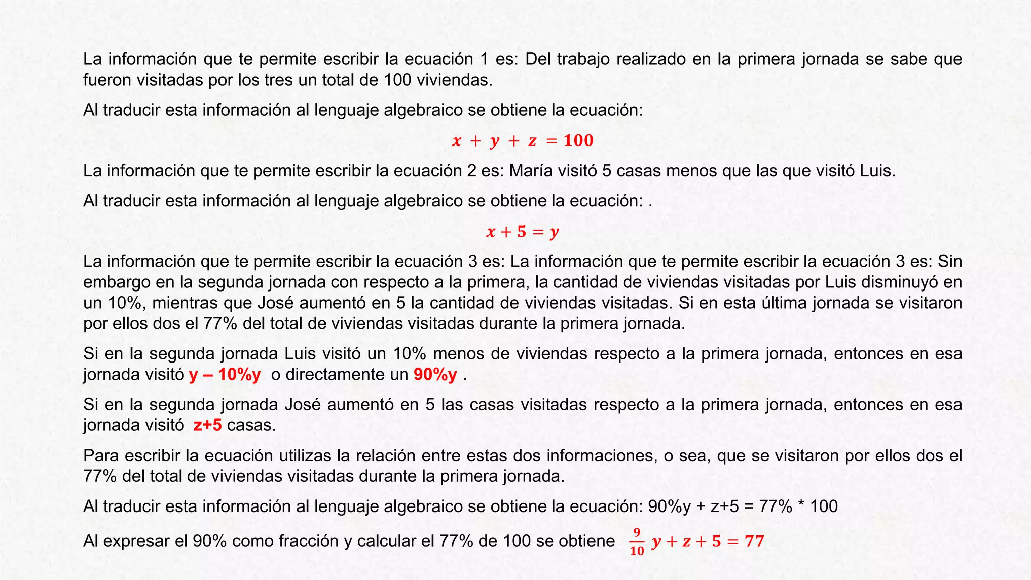Ecuaciones lineales con tres incógnitas | PPT