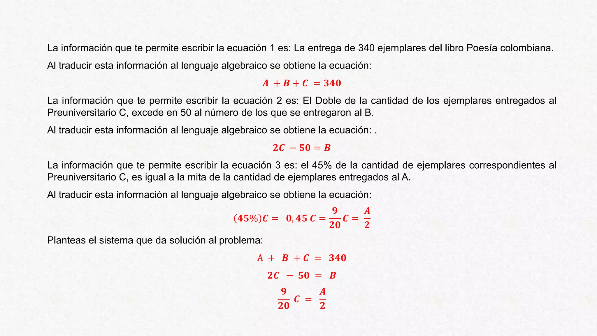 Ecuaciones lineales con tres incógnitas | PPT