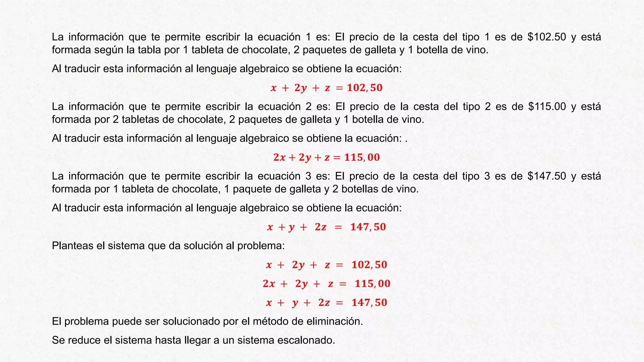Ecuaciones lineales con tres incógnitas | PPT