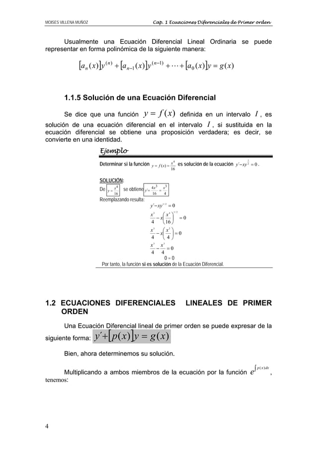 Ecuaciones Diferenciales - Ecuaciones Primer orden | PDF