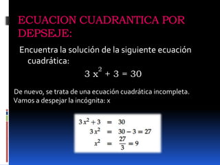 Ecuaciones cuadraticas por despeje | PPTX