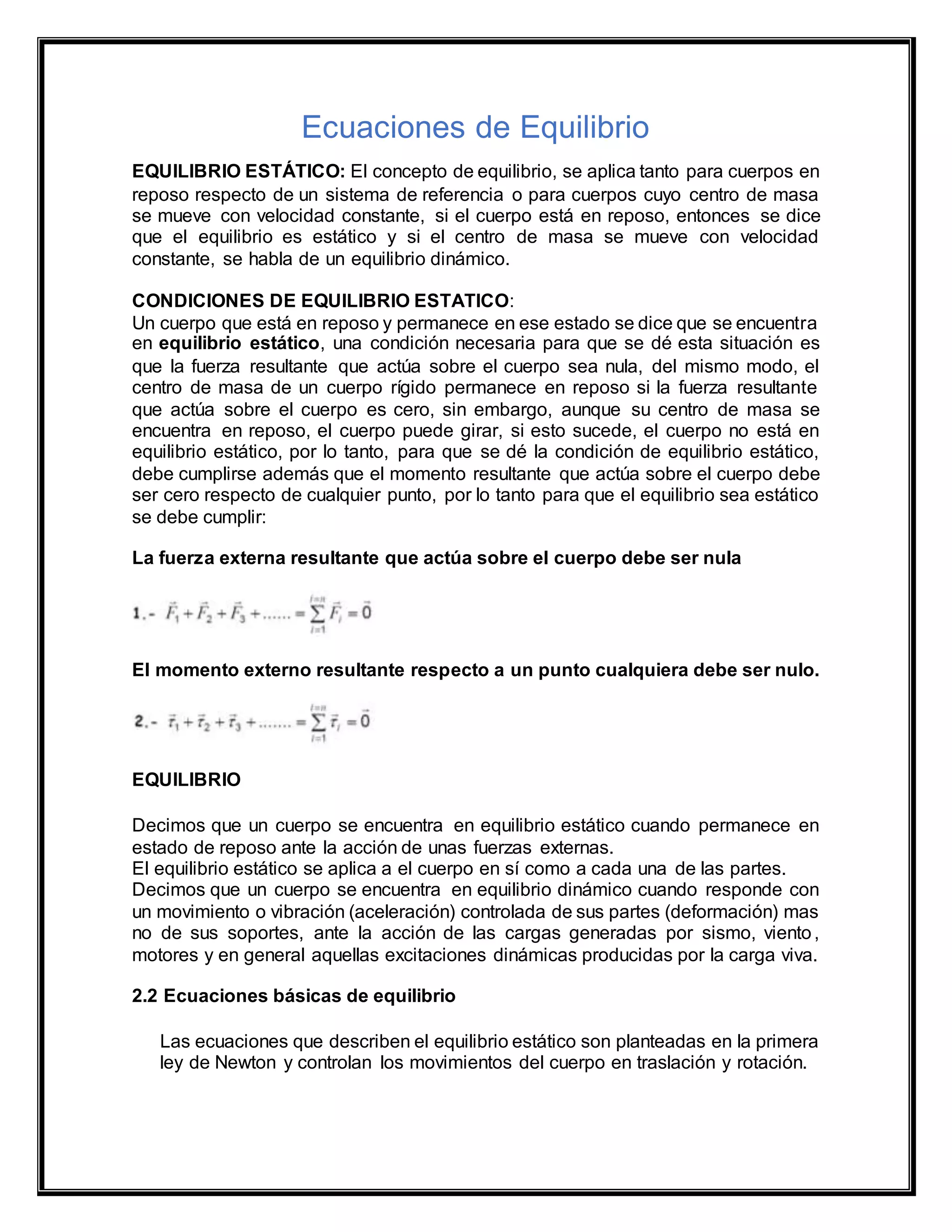 Ecuaciones de equilibrio | DOCX