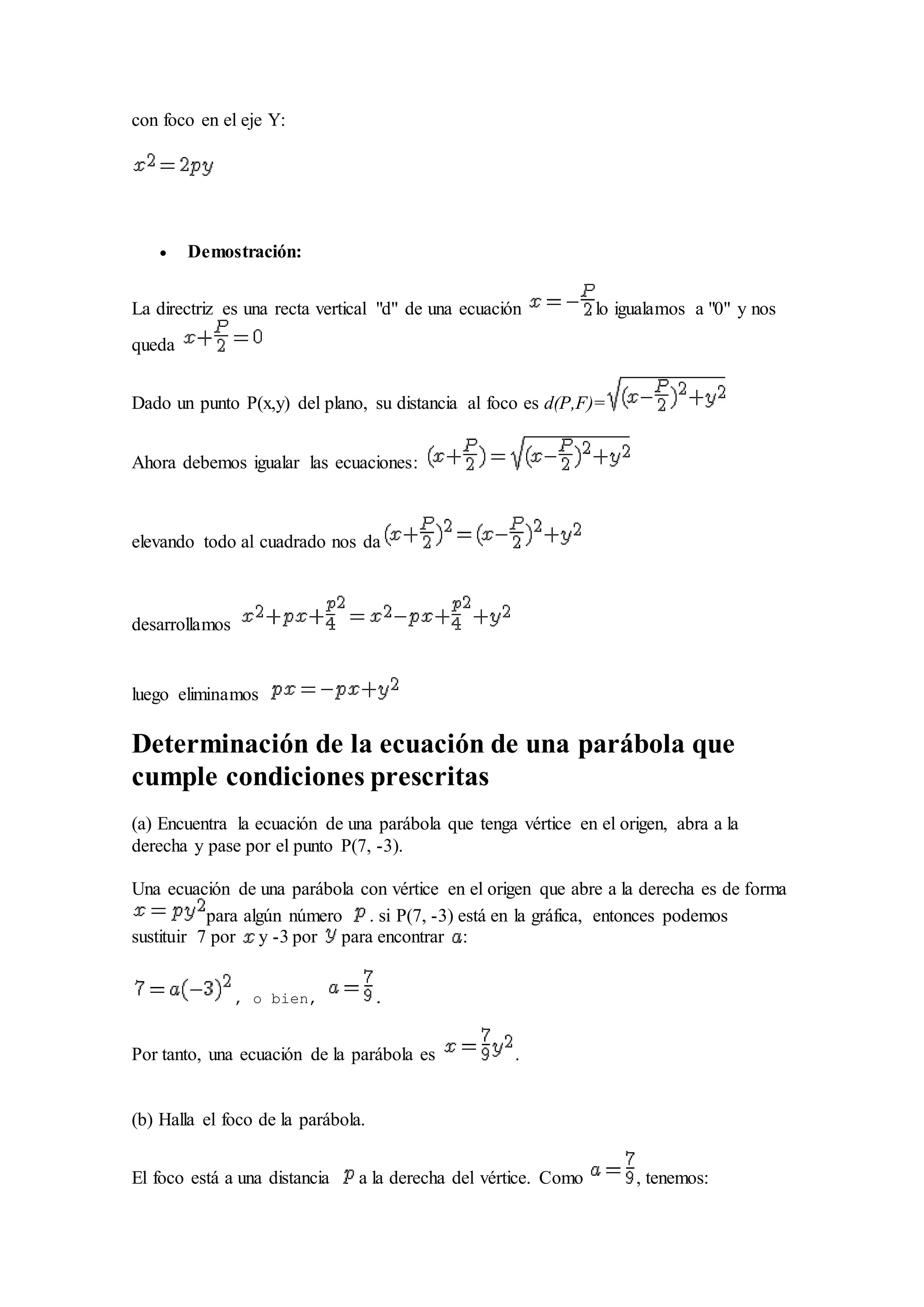 Ecuaciones de la circunferencia y parabola. | DOCX